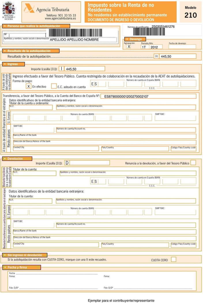 Modelo 210: Impuesto sobre la Renta de no Residentes | Wolters Kluwer